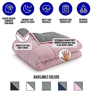 Ella Jayne Home - Reversible Weighted Blanket - Minky Texture/Microfiber - Uses Polyester and Glass Beads for Weight - (48x72, 15lbs)