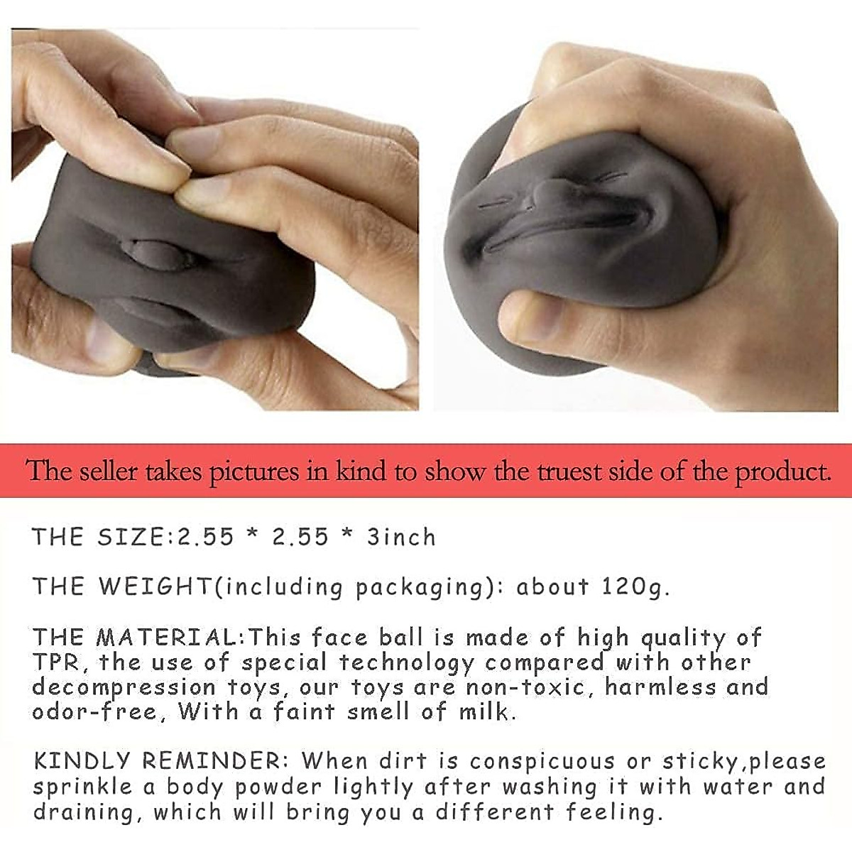 Funny Human Face Emotion Balls,Fidget Toys Stress Relief Squeeze Ball Stress Toys for Kids and Adults,Sensory Toys for Autism (Black, Sulkiness)