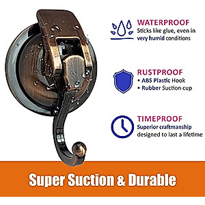 Tssiguy Suction Cup Hooks, Heavy Duty Powerful Hooks Vacuum Suction Shower Hooks Reusable Without Punching Waterproof Wall Bathroom Kitchen Restroom 15 LB (2 Pack, Silver)