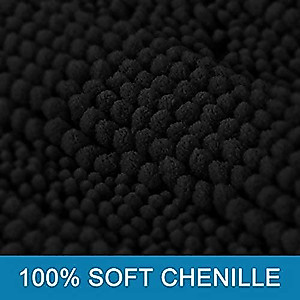 H.VERSAILTEX Item Striped Chenille Rug Pack 2-47" x 17"/17" x 24" and Pack 1-59" x 20" Bundle, Jet Black