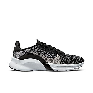 Nike Women's SuperRep Go 3 Next Nature Training Shoes, Black Metallic Silver White, 8