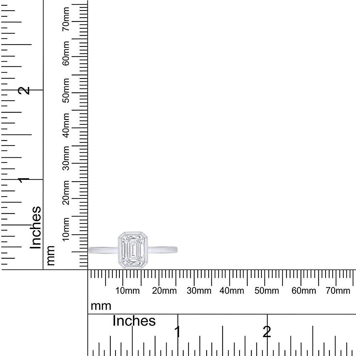 SAVEARTH DIAMONDS 1 Carat 5X7MM Emerald Cut Lab Created Moissanite Diamond Bezel Set Solitaire Engagement Ring for Women in 14K White Gold Plated 925 Sterling Silver (Color : G-H, Clarity : VVS1)-7