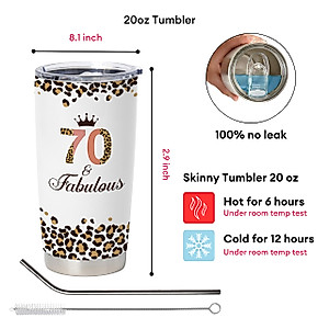 Vivulla68 Happy 70th Birthday Gifts For Women, Best Gifts Idea For 70 Year Old Woman, 1954 Birthday Gifts Women, 70 Birthday Gifts For Women Turning 70, 70 Year Old Birthday Tumbler With Lid And Straw