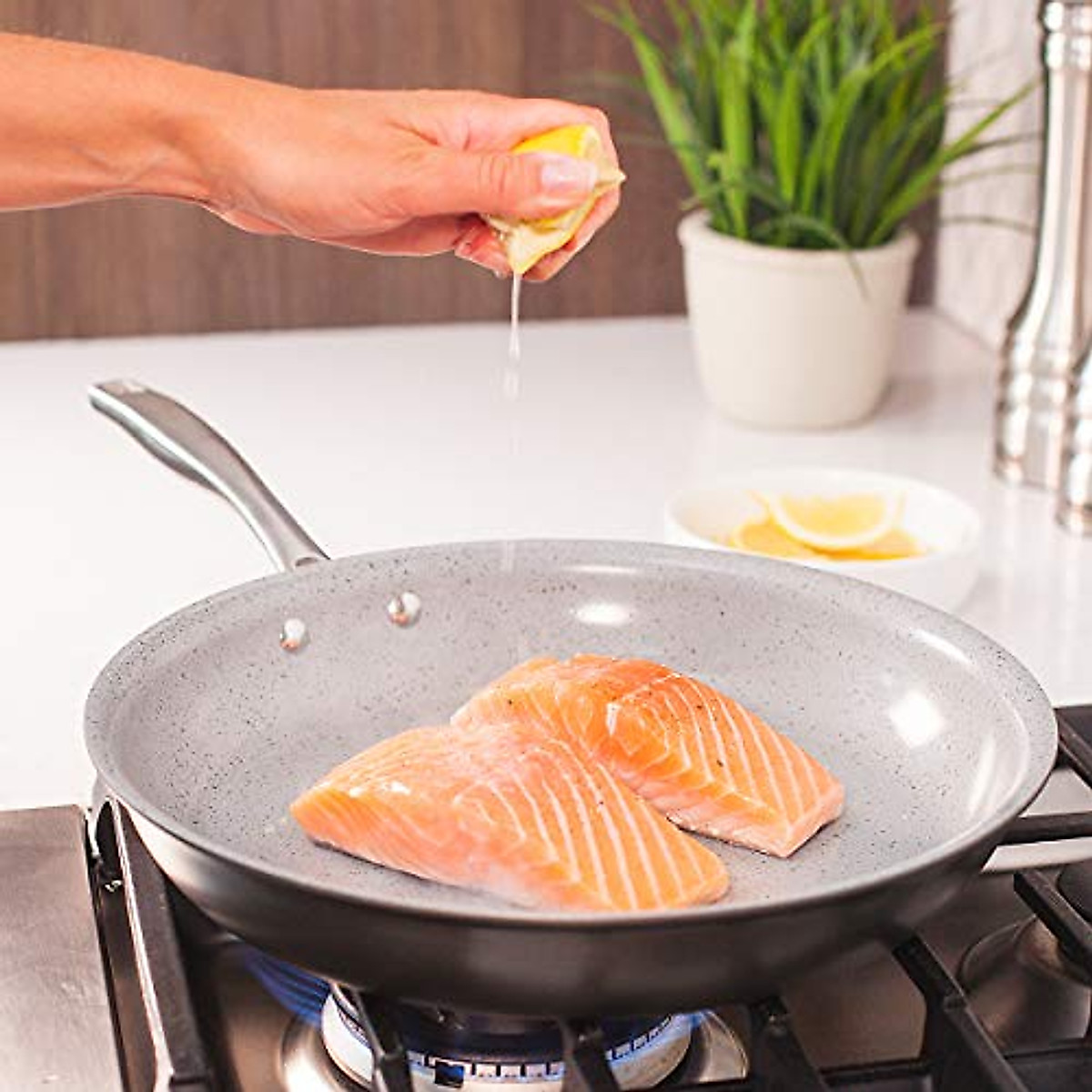 Trudeau Pure Ceramic Frying Pan, 12-Inch, Grey