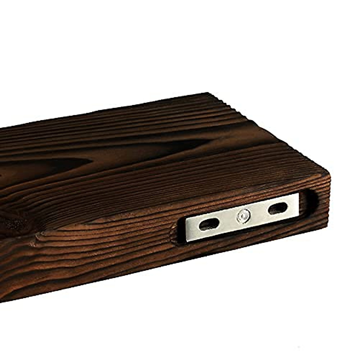 Mark One Home Goods Rustic Farmhouse 3 Tier Justified Floating Wood Shelf - Floating Wall Shelves (Set of 3), Hardware and Fasteners Included (Dark Walnut, 16")