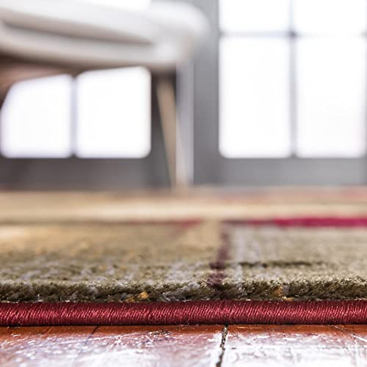 Unique Loom Barista Collection Modern, Abstract, Urban, Distressed, Rustic, Warm Colors Area Rug, 5 ft x 8 ft, Multi/Olive