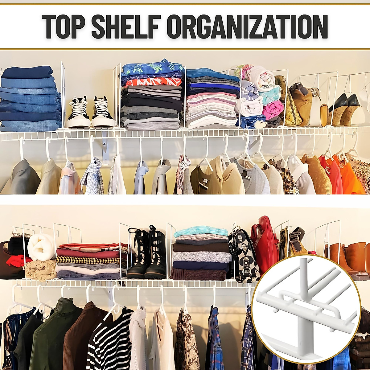 Evelots 8 Pack Wire Shelf Dividers for Closet/Office/Pantry/Garage-New & Improved-Vertical Storage/Organization-Easy No Tool Install-Plastic Coated Steel