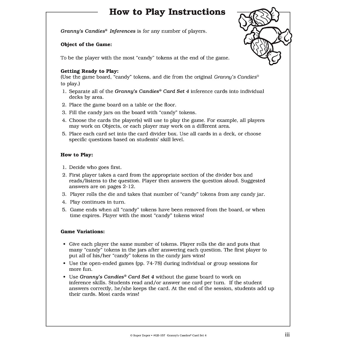 Super Duper Publications | Granny's Candies® Vocabulary & Word Meaning Game Inferences Cards (Add-On Set 4) | Educational Learning Resource for Children