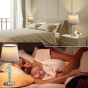 Unfusne Lamps for bedrooms Set of 3, Touch Control Table Lamp 3 Way Dimmable Nightstand Lamp with White Fabric Shade, Small Lamp