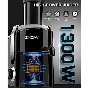 Juicer Machine, 800W Juicer with Larger 3" Feed Chute Full Copper Motor Centrifugal Juicer Dual Speeds, Titanium-Plated Filter, Easy to Clean BPA-Free Black