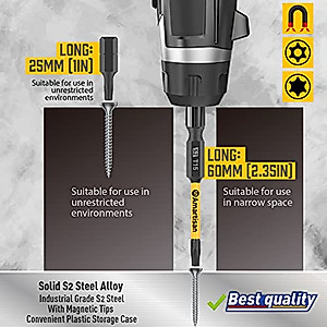 Torx Bit Set, Amartisan 24-Piece Security and Tamper Resistant Star Bits Set S2 Steel, 1" and 2.3" Long T5 - T40