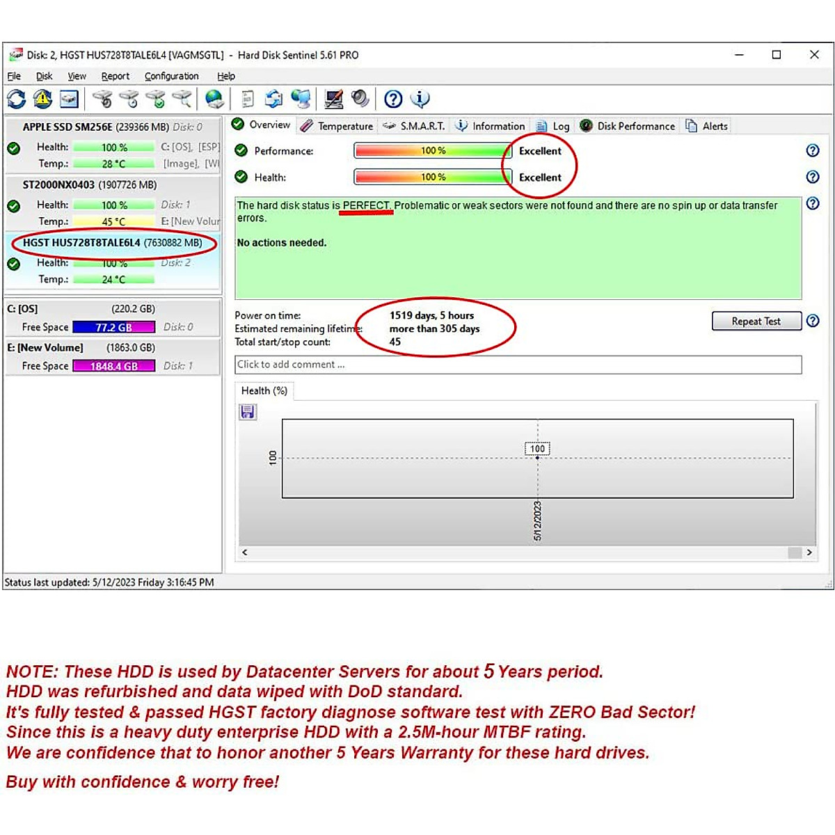 Western Digital 8TB Ultrastar DC HC320 SATA HDD - 7200 RPM Class, SATA 6 Gb/s, 256MB Cache, 3.5" - HUS728T8TALE6L4 (Renewed)