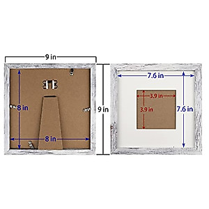TOFOREVO 8x8 Picture Frames Set of 4 Distressed White Wood Grain Photo Frame for Gallery Wall Mounting or Tabletop Display