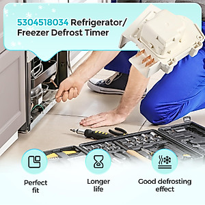5304518034 Refrigerator/Freezer Defrost Timer Compatible with Frigidaire Kenmore Whirlpool Crosley Etc, Replacement Part 297318010 216744500 216744400 216517400 AP6799886 Etc