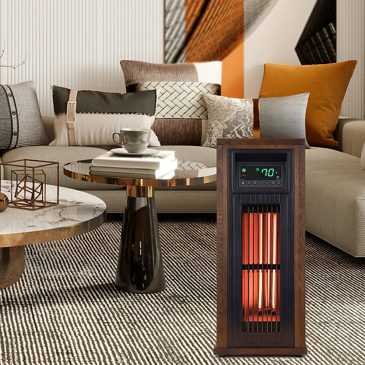 LIFESMART GLOBAL Tower Heater, Portable Indoor 23" Infrared Quartz Space Heater, 1500W
