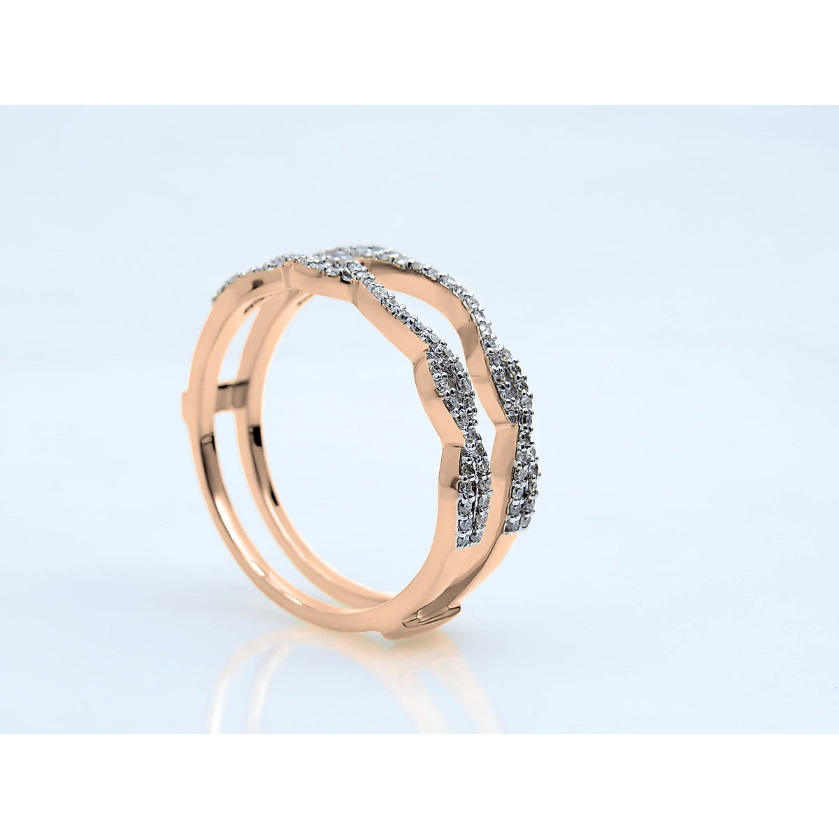 Dazzlingrock Collection 0.35 Carat (ctw) Round White Diamond Double Enhancer Wedding Ring in 10K Rose Gold Size 6