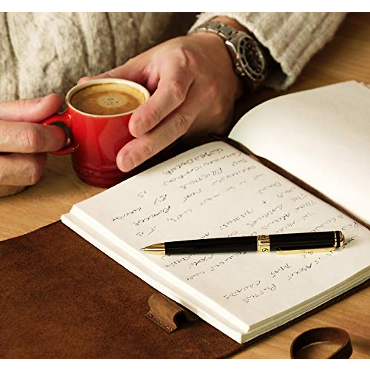 Scriveiner Black Lacquer Ballpoint Pen - Stunning Luxury Pen with 24K Gold Finish, Schmidt Black Refill, Best Ball Pen Gift Set for Men & Women, Professional Executive Office, Nice Fancy Designer Pens