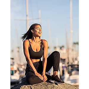 AJISAI Women’s Joggers Pants Drawstring Running Sweatpants with Pockets Lounge Wear Black M