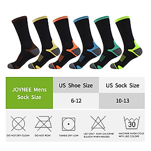 JOYNÉE Mens Athletic Crew Socks for Men Cushion Casual Running Sports Workout Sock 6 Pack,Black2,Sock Size 10-13