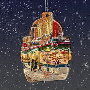 Thomas Kinkade – Lionel – A Christmas Wish – 4.4” x 2.2” Train-Shaped Hanging Acrylic Print Accessory – Officially Licensed Collectible