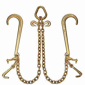 Johnstown Towing Chain Bridle with 15 Inch and 4 Inch J Hooks and Alloy T Hooks - Grade 70 Chain - 47 Inches Long - 4,700 Pound Safe Working Load