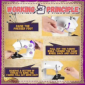 Portable Sewing Machine with Extension Table and Light, Mini Handheld Sewing Machine with Upgraded, Two Threads Double Speed Double Switches, Easy to Use for Kids,Beginners and DIY