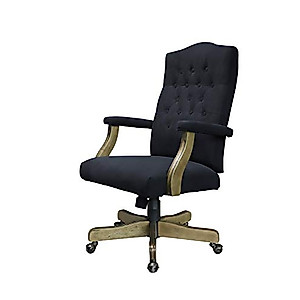 Boss Office Products Executive Black Fabric Chair with Driftwood Finish Frame (B905DW-BKW)