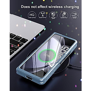 DDJ for Samsung Galaxy Z Fold 5 Case, Hard PC Bling Diamond Rhinestone Elegant Case for Women Girls，Anti-Scratch Shockproof Sparkling Case for Galaxy Z Fold 5,Blue