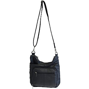 Roma Leathers Stylish Leather Locking Concealment Crossbody Purse, Black