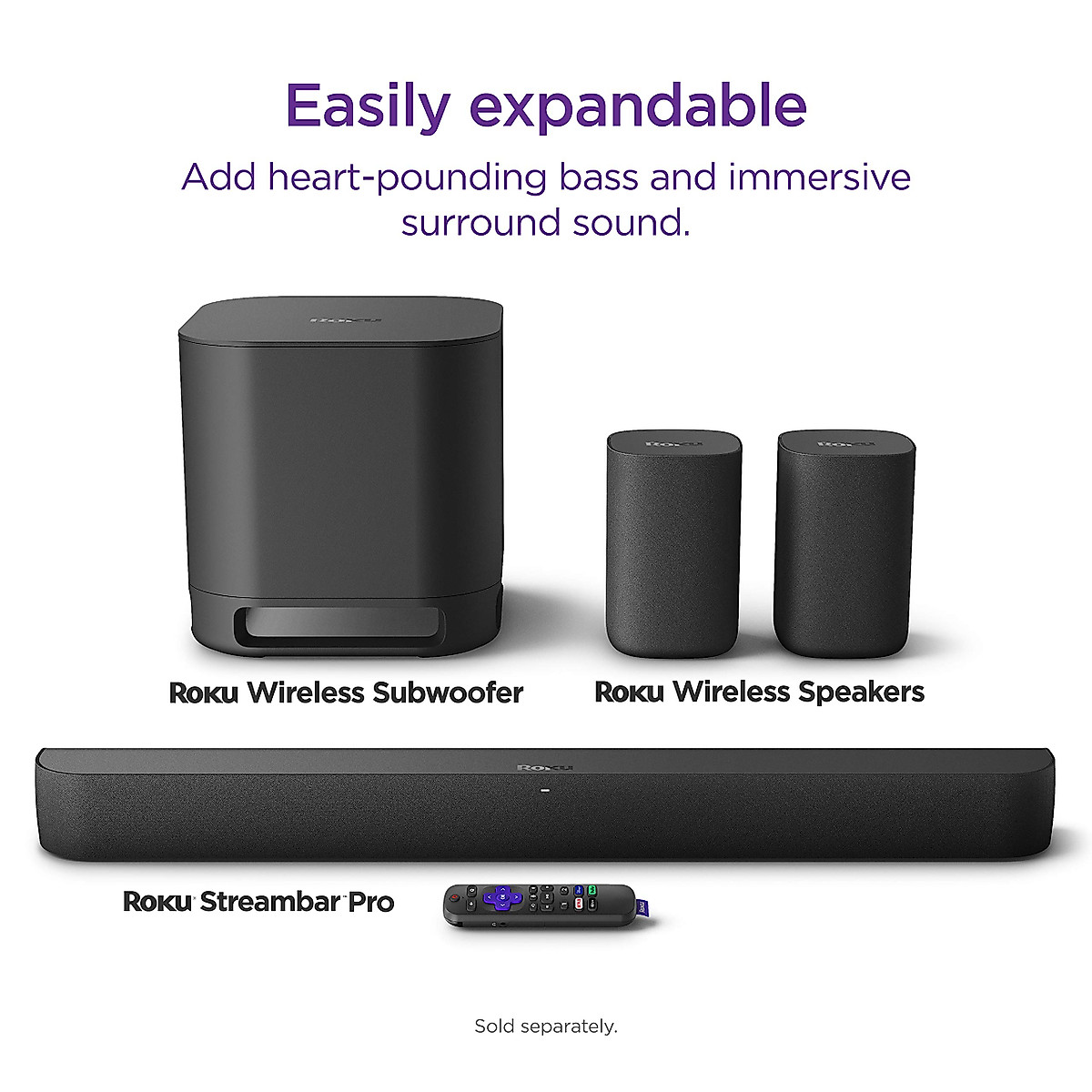 Roku Streambar Pro | 4K/HD/HDR Streaming Media Player & Cinematic Sound, All In One, includes Roku Voice Remote with Headphone Jack for Private Listening, Personal Shortcut Buttons, and TV Controls