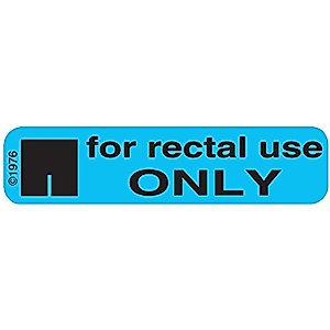 Pharmex 1-78G "for Rectal USE" Permanent Paper Label, 1 9/16" x 3/8", Blue, Pack of 1000