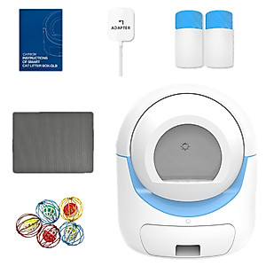 Self-Cleaning Cat Litter Box, Automatic Cat Litter Box for Multiple Cats with APP Control/Odor Removal/Safety Protection, Large Capacity Litter Cat Box with Mat & Liner & Brush & Pet Ball Toy