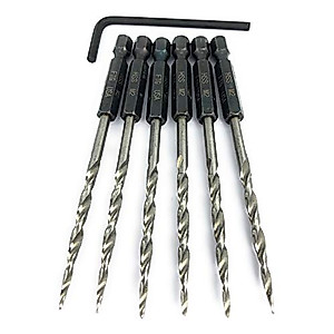 FTG USA Countersink Drill Bit Set 6 Pc #8(11/64") Wood Countersink Drill Bit, Pro Pack Countersink Bit, 1 Extra Tapered Drill Bit, 1 Stop Collar, 1 Hex Wrench, and 6 Pcs #8 (11/64") Replacement Drill