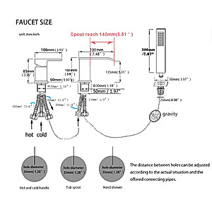 NIITAWH Waterfall Roman Tub Faucet with Hand Shower Matte Black High Flow Bathtub Faucet 3 Hole Widespread Tub Filler Deck Mount Solid Brass