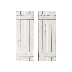 Coral Flower Rustic Farmhouse Window Shutters (Set of 2) | Made of 100% Reclaimed and Recycled Pine Wood | Rustic Interior Window Shutters | Traditional Country Style Home Decor,Gray