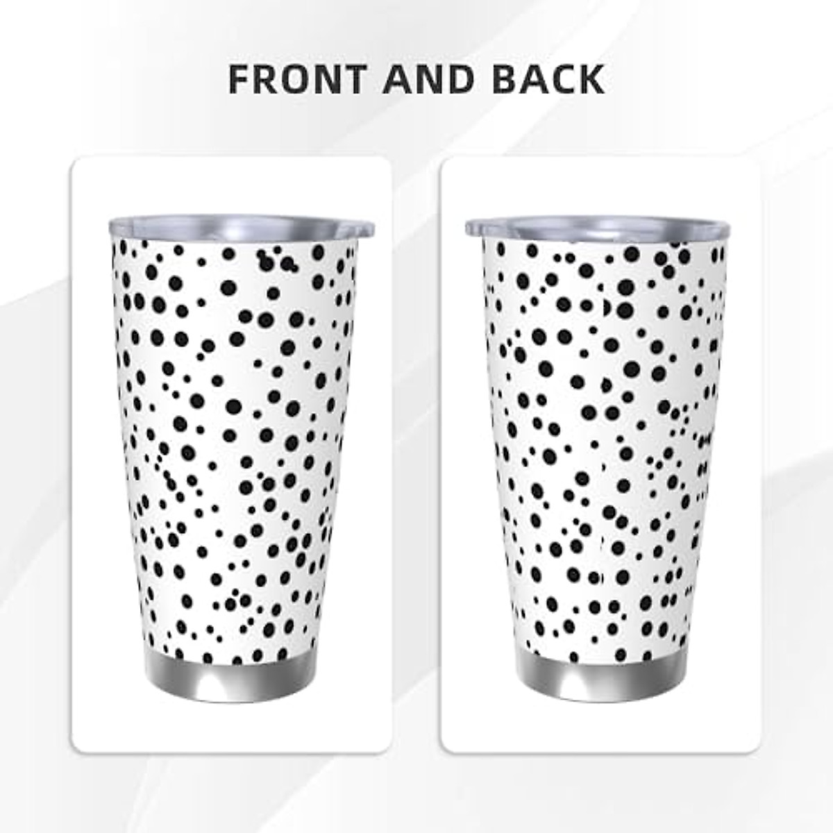 WXZYFP Car cup (single silver rim), can use a straw or drink directly, easy to use.Black And White Polka Dot