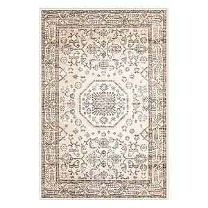 Entryway Rug 2x3 Washable Rug: Boho Small Throw Rug Ultra Thin Indoor Non-Slip Stain Resistance Front Door Mat for Entrance Kitchen Bedroom Home Office (Beige, 2'x3')