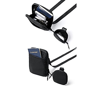 ODODOS Unisex Crossbody Bag with Removable Small Pouch Adjustable Belt Bag for Cell Phone Travel Workout Running Hiking, Black