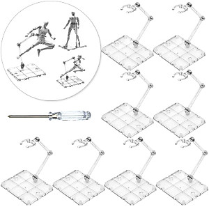 XISTEST Action Figure Stand, 8 PCS Assembly Action Figure Display Holder Base Doll Model Support Stand Compatible with HG RG SD SHF Gundam 1/144 Toy with Screwdriver Transparent