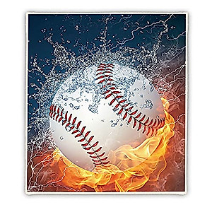 Irisbell Baseball Blanket Thicked Soft Fleece Sherpa Throw Blankets - Baseball, 80'' x 60''