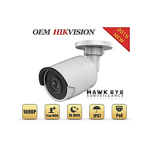 2MP PoE Security IP Camera - Compatible with Hikvision DS-2CD2023G0-I Bullet,Indoor and Outdoor,Weather Proof,IR Night Vision, 4mm Lens, English Version, Firmware Upgradable