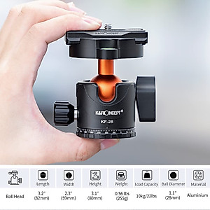 K&F Concept 63" Carbon Fiber Camera Tripods,D254C1+BH-28L Compact Tripod with Detachable Monopod, Metal Ball Head 10KG Load Capacity with Quick Release Plate for SLR DSLR Digital Camera/Camcorder