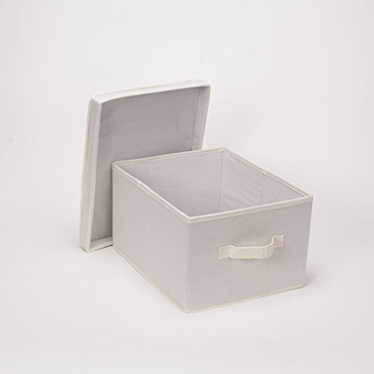 Household Essentials 113 Storage Box with Lid and Handle - Natural Beige Canvas - Large