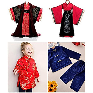 GOONSDS Chinese Brocade Sateen Fabric by The Yard for Upholstery and Home Accents 75CMX50CM,D