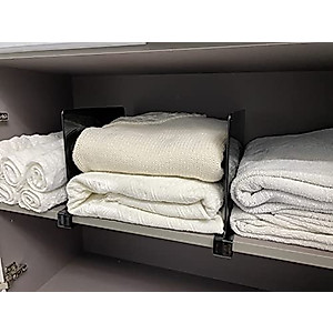 CY craft Acrylic Shelf Dividers for Closets,Wood Shelf Dividers, 4 PCS Black Shelf Separators,Perfect for Clothes Organizer and Bedroom Kitchen Cabinets Shelf Storage and Organization