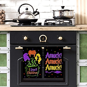 Yarcooly Halloween Kitchen Towels Hocus Pocus Dish Towels Sanderson Sisters Decor Day of The Dead Halloween Decorations for Home Party