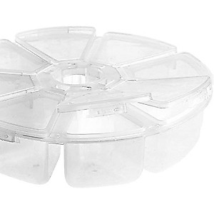 AKOAK 1 Pack Round 8-Compartment Storage Box, Easy to Carry, for Storing Earrings, Rings, Beads, Rhinestones, Pills and More (White)