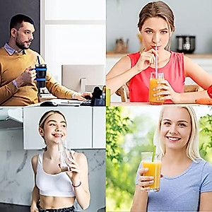 5Pcs Reusable Silicone Straws, Food Grade Openable Drinking Straw, BPA Free Snap Straws,Open for cleaning, Flexible Straw Hot & Cold Compatible for Home,Party,Travel