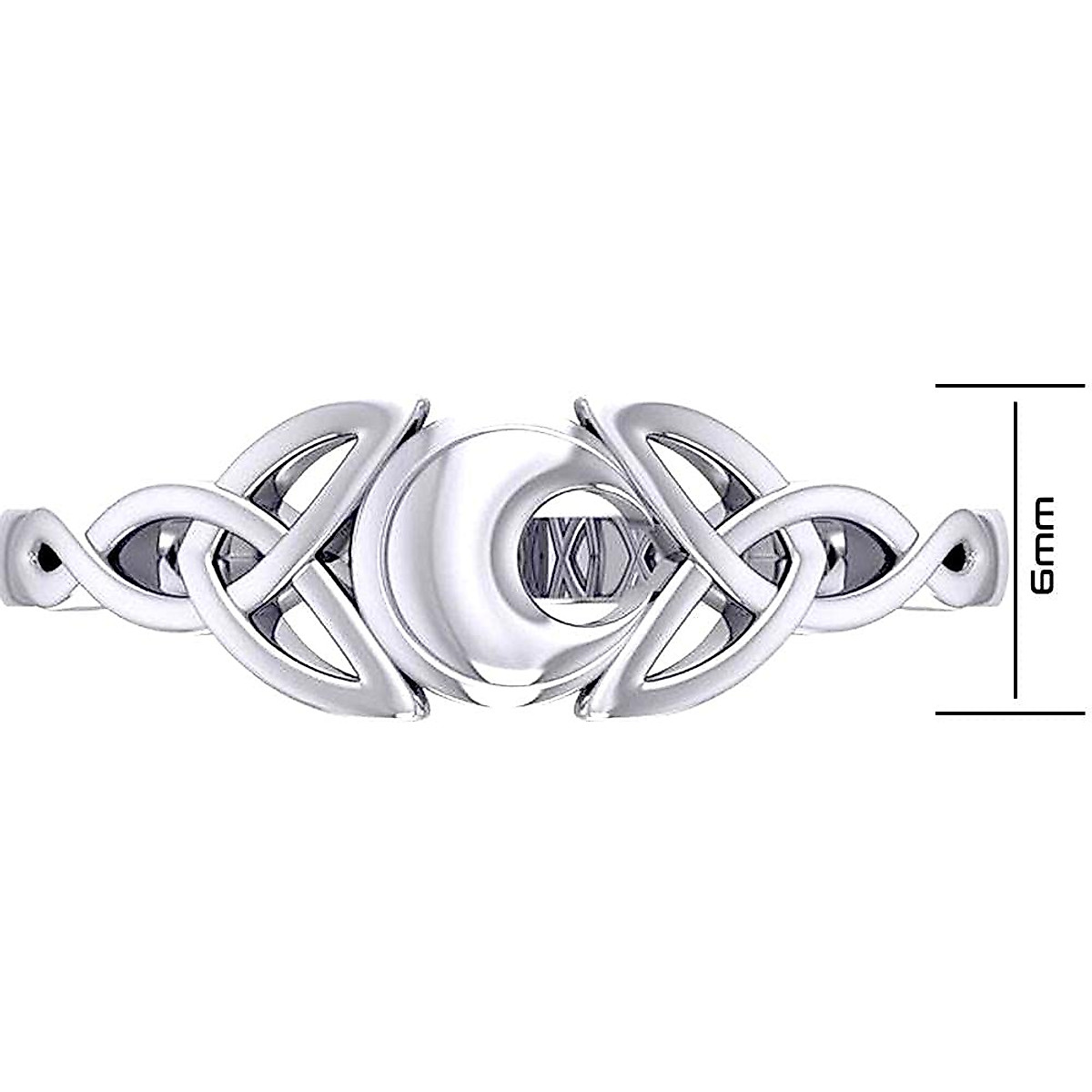 US Jewels Ladies 925 Sterling Silver Trinity Knot & Crescent Moon Ring, Size 4.5