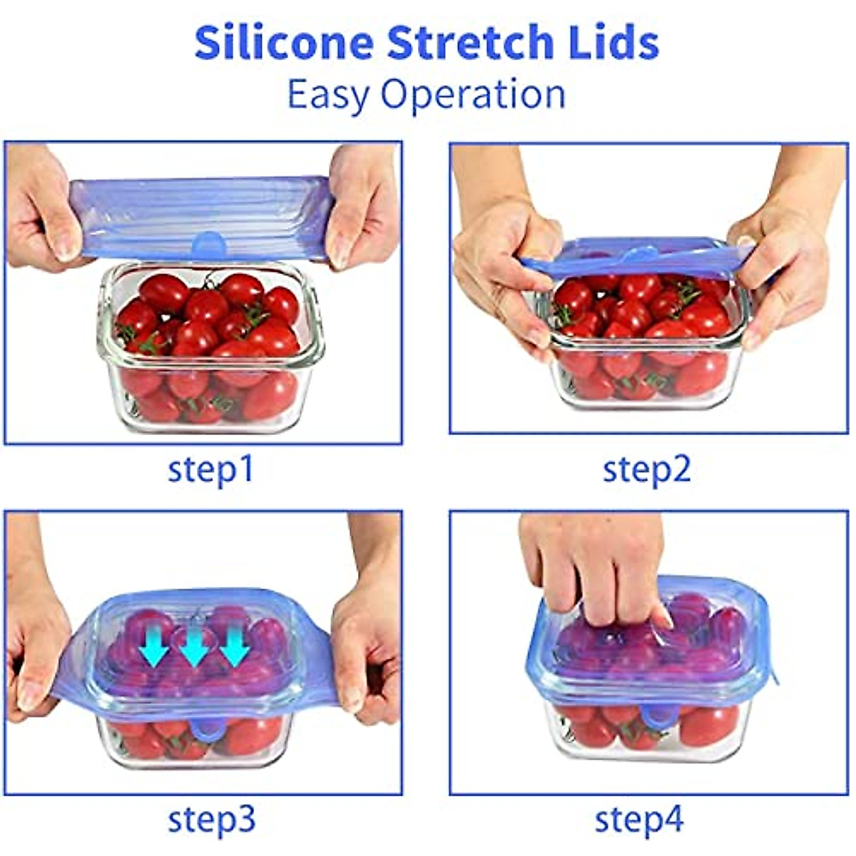 Firsting Silicone Stretch Lids, 18 Pack Reusable Silicone Lids, Silicone Bowl Covers, 6 Sizes Apply to Food Container, for Freezer & Microwave